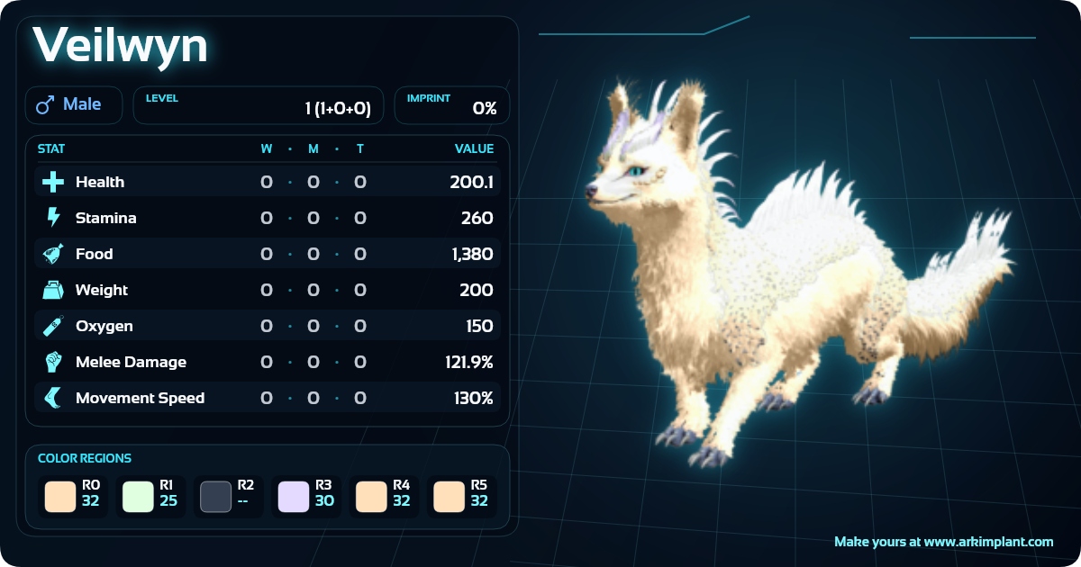 Veilwyn Color Build + Stats - Ark Implant